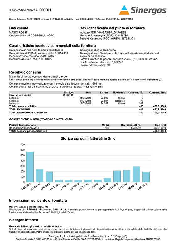 La nuova fattura | Sinergas